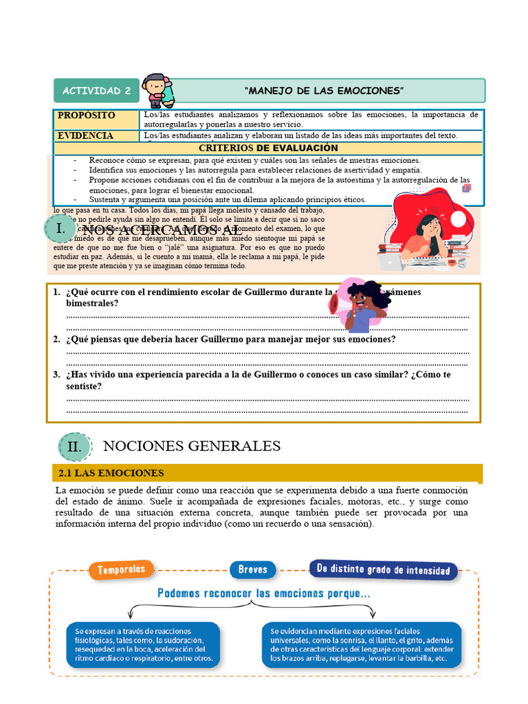 3° DPCC - Actv.02-Uni.1 2024. | Descargar gratis PDF | Las emociones | Empatía