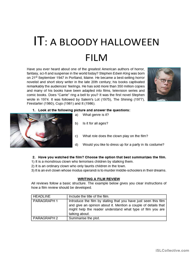 Film Review Guide for "It" | PDF | Games & Activities | Language Arts ...