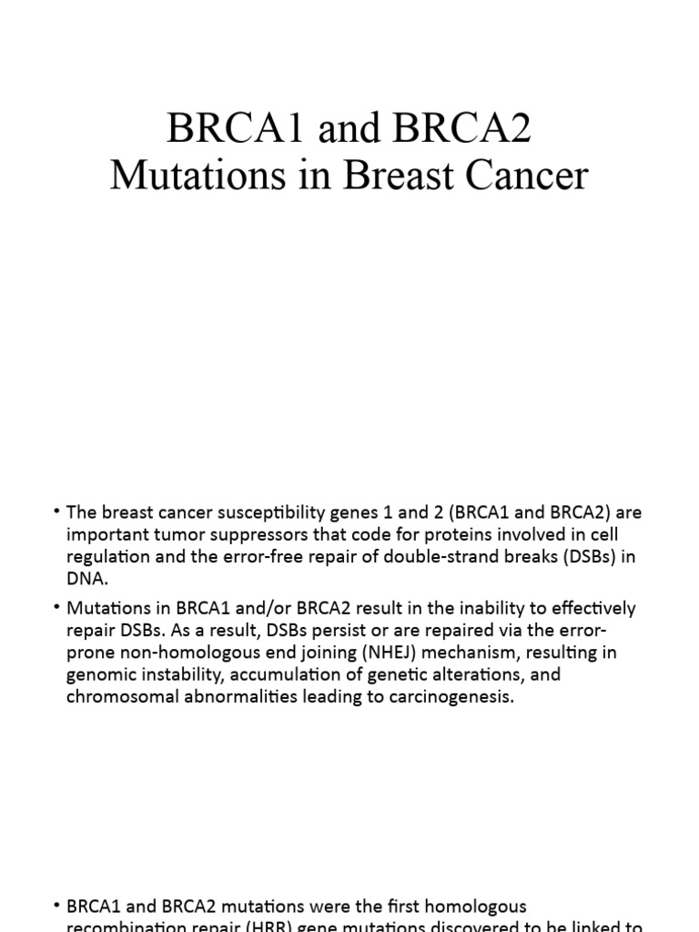 BRCA1 and BRCA2 Mutations in Breast Cancer | PDF | Mutation | Dna Repair
