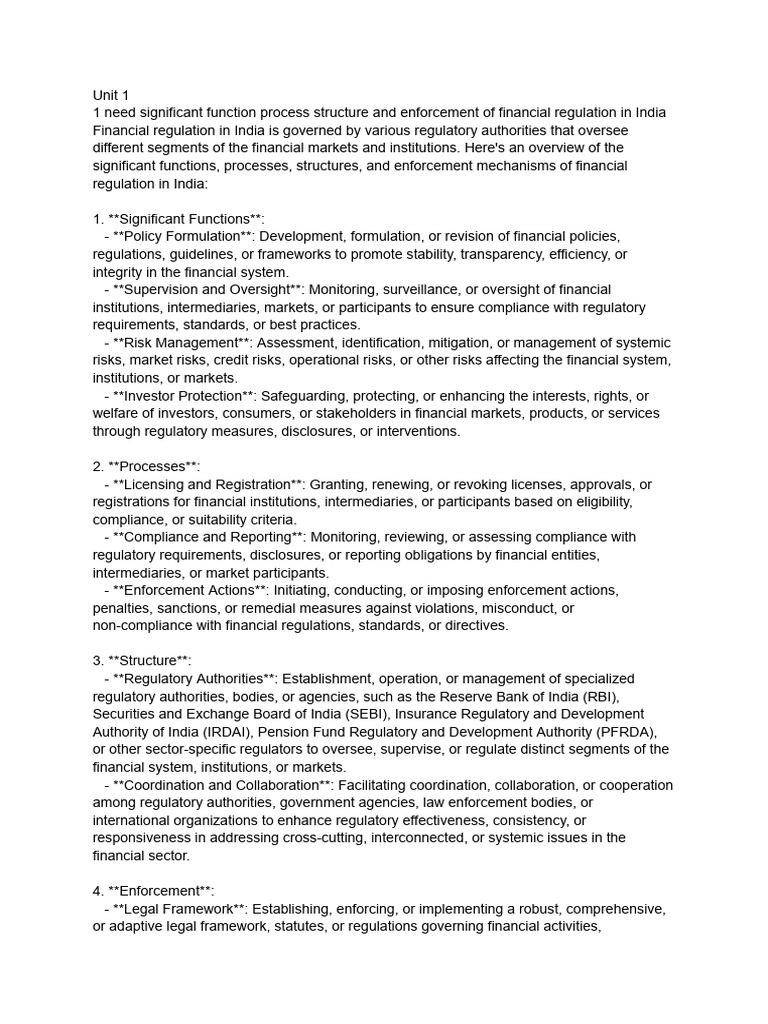 Financial Regulation | PDF | Regulatory Compliance | Reserve Bank Of India