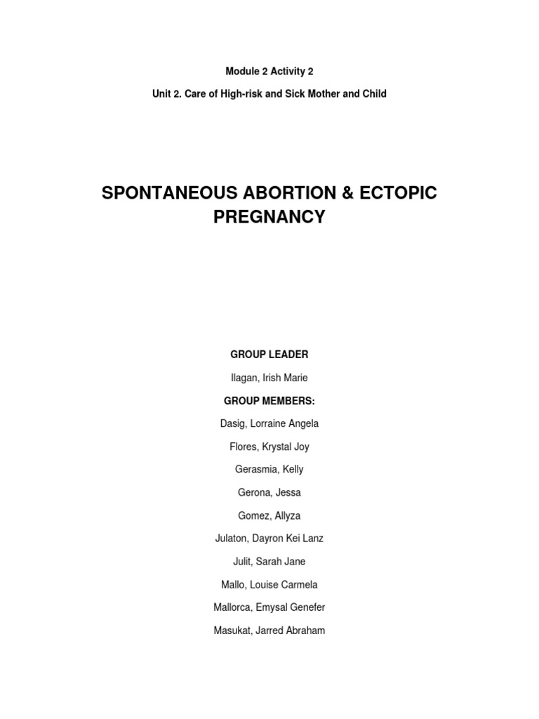 Module 2 Activity 2 Group 2 | PDF | Miscarriage | Pregnancy
