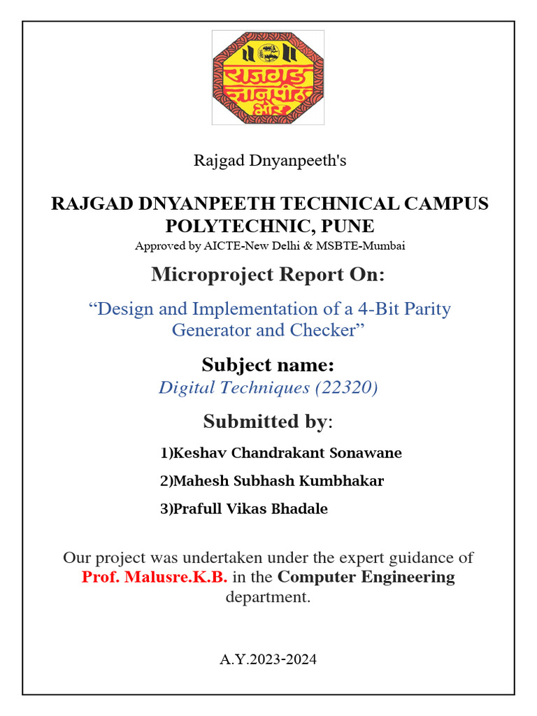 Microproject Report DTE PDF | PDF | Electronic Circuits | Digital Electronics