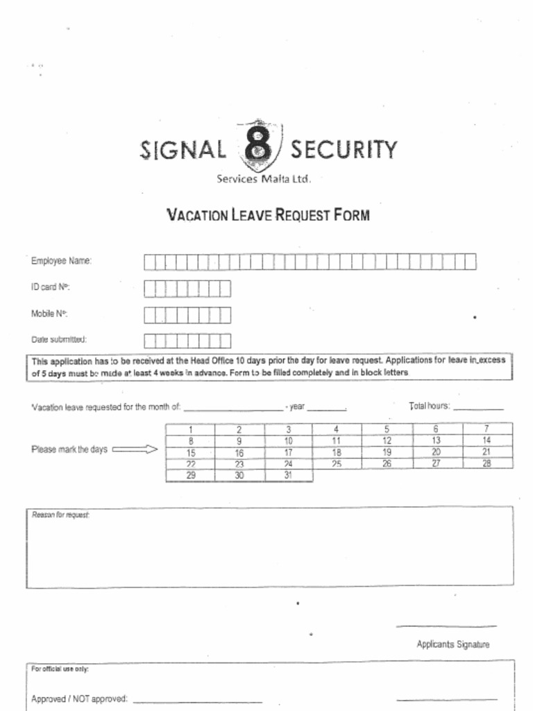 Signal 8 Leave Request | PDF