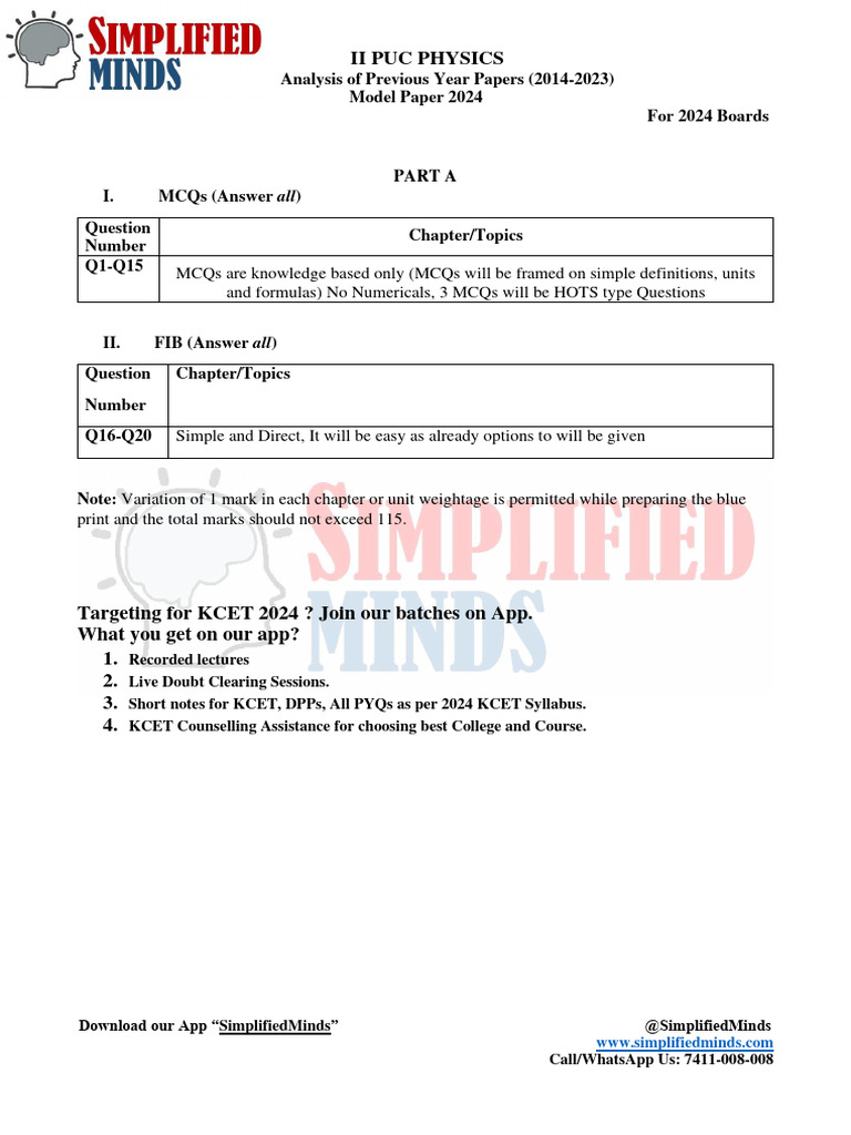 Physics Sectionwise Analysis of PYQs (2024) - 524268 - 231129 - 152525 ...