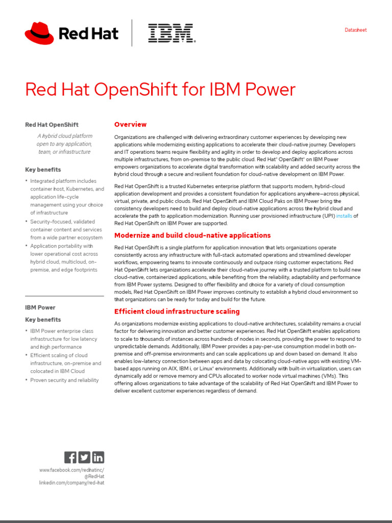 Pa Openshift Ibm Power Systems Datasheet f28251 202104 en - 2 | Download Free PDF | Cloud ...