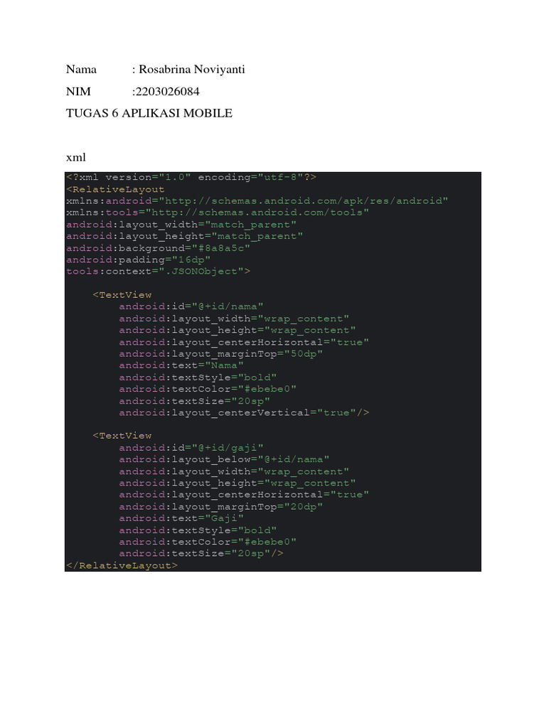 Rosabrina Noviyanti - Tugas6 Aplikasi Mobile | PDF | Embedded Linux Distributions | Personal ...