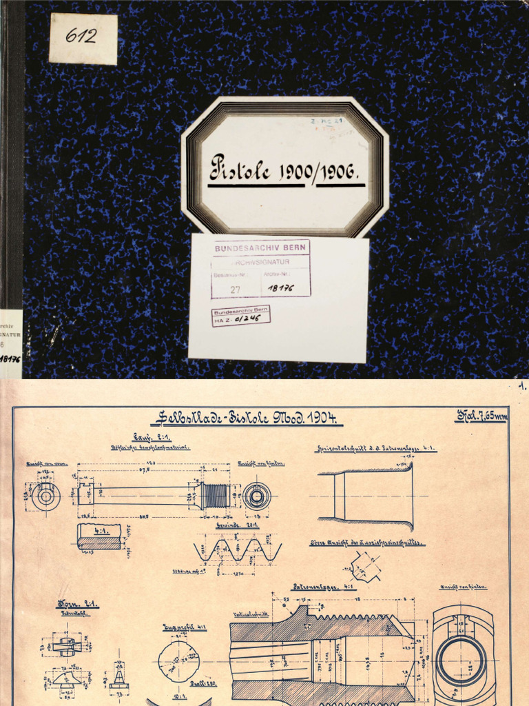 The Luger Pistol Blueprints, Pistol 1900-1906 | PDF