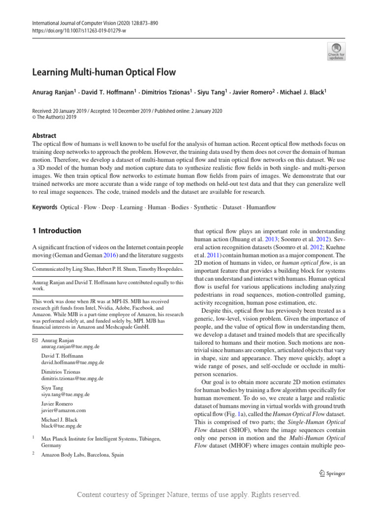 Learning Multi-Human Optical Flow | PDF | Image Segmentation | 3 D Computer Graphics