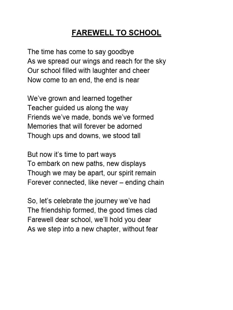 Farewell To School | PDF | Poetry