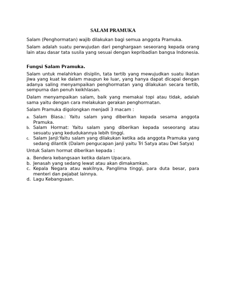 Fungsi dan Jenis Salam Pramuka | PDF | Karier & Perkembangan | Agama & Spiritualitas