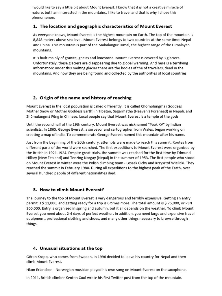 Everest Presentation | PDF | Mount Everest | Mountains