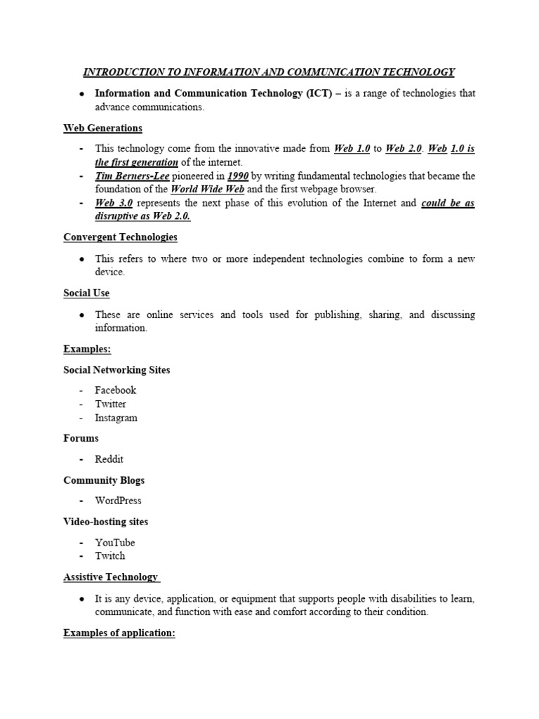 Introduction to ICT Basics | PDF | World Wide Web | Internet & Web