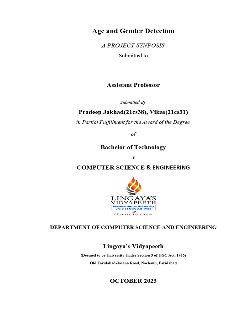 B.Tech Project: Age & Gender Detection | PDF | Deep Learning ...