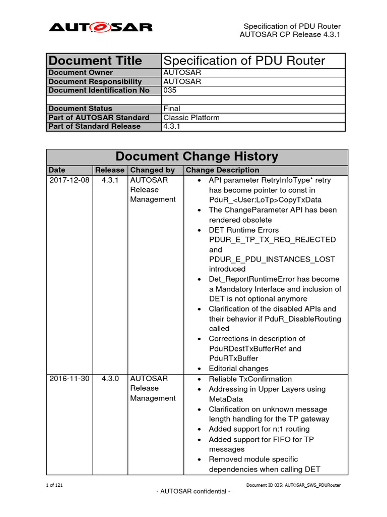 Autosar Sws Pdurouter | PDF | Router (Computing) | Computer Network