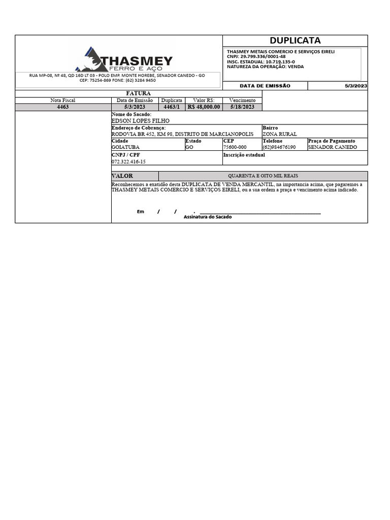 Modelo Duplicata | PDF