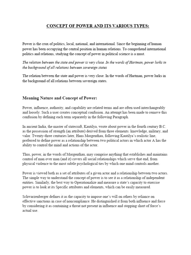 CONCEPT OF POWER | PDF | Power (Social And Political) | State (Polity)