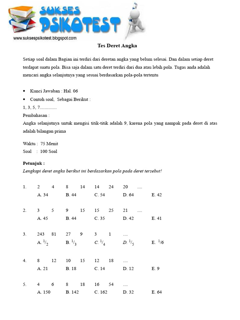 Soal Deret Angka dan Polanya | PDF