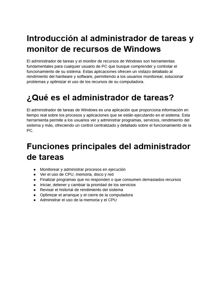 Guía del Administrador de Tareas en Windows | PDF | Unidad Central de ...