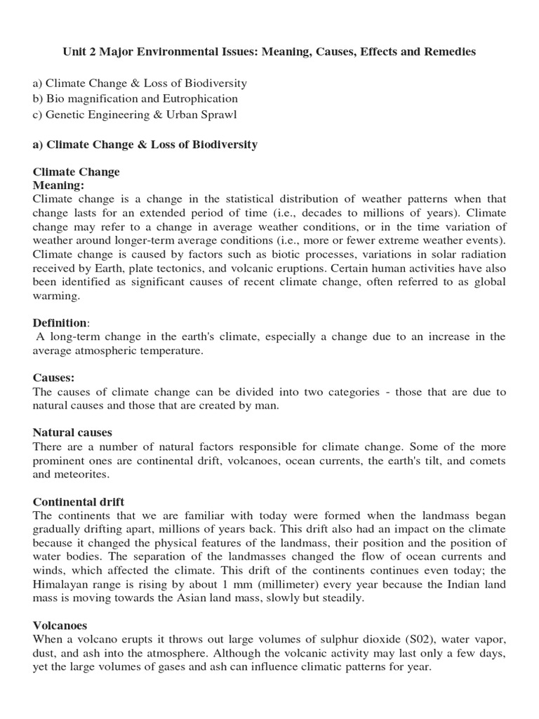 Environment Unit 2 | PDF | Eutrophication | Climate Change