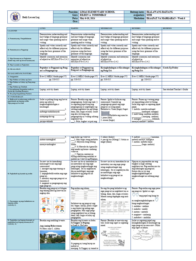 Q4-Week6-Dll-Mtb 2 | PDF