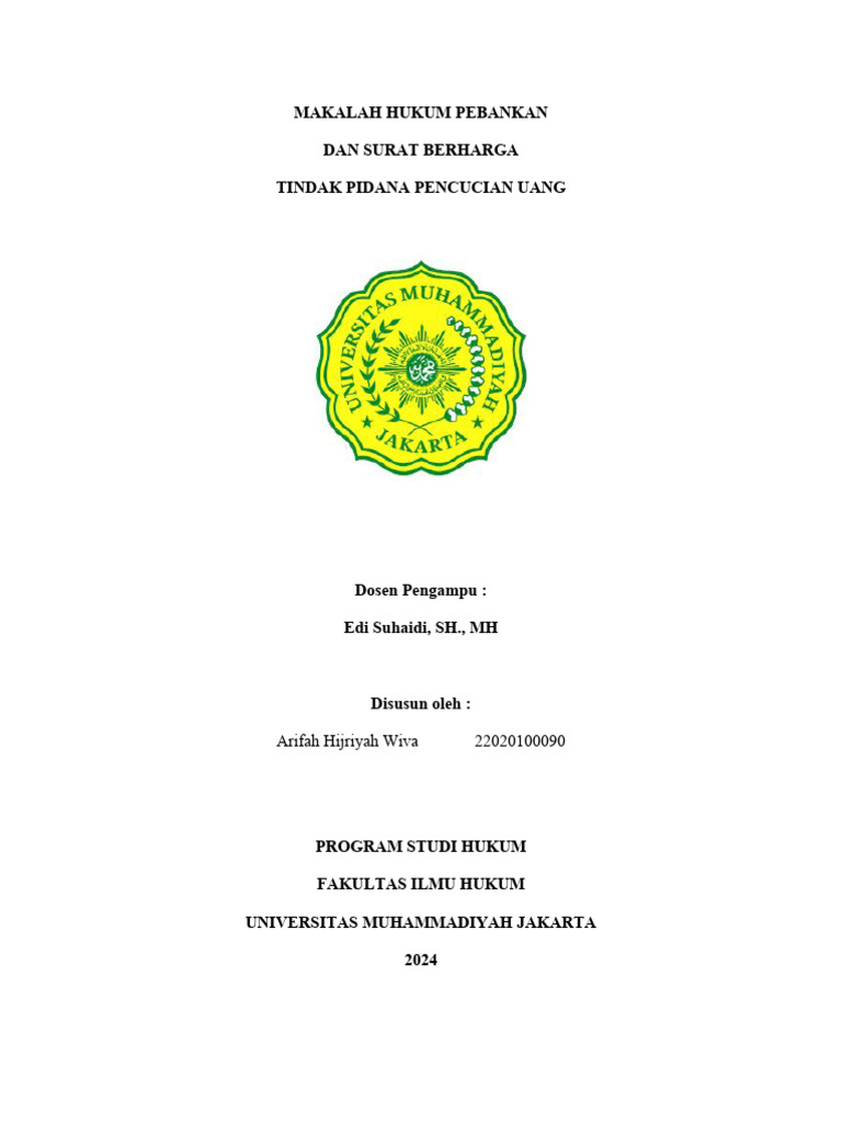 Makalah Tindak Pidana Pencucian Uang | PDF Makalah Tindak Pidana Pencucian Uang | PDF