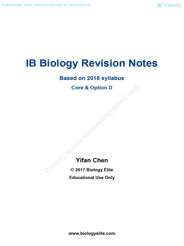 Copia de Full Biology Notes (Core + Option D) | PDF | Cell Membrane ...