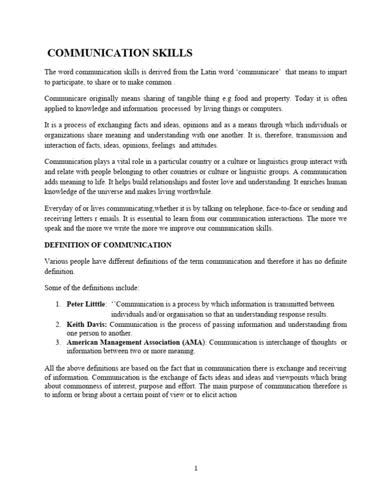 Communication Skills Notes | PDF | Communication | Nonverbal Communication