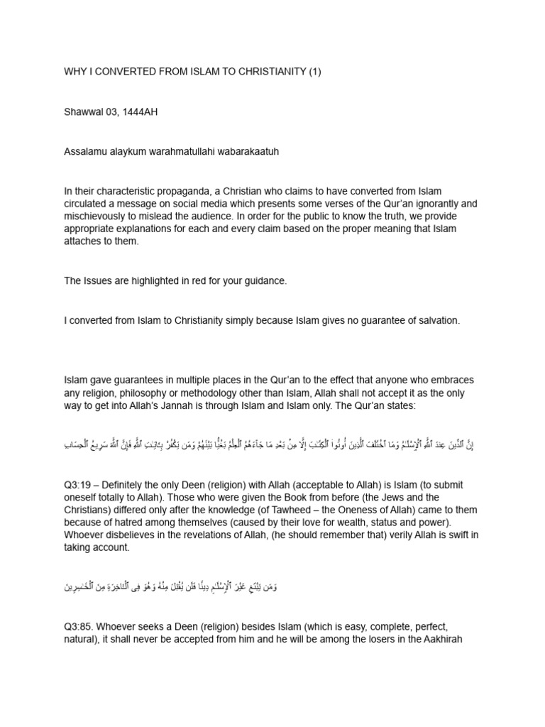 Why I Converted From Islam To Christianity Compilation | PDF | Prophets ...