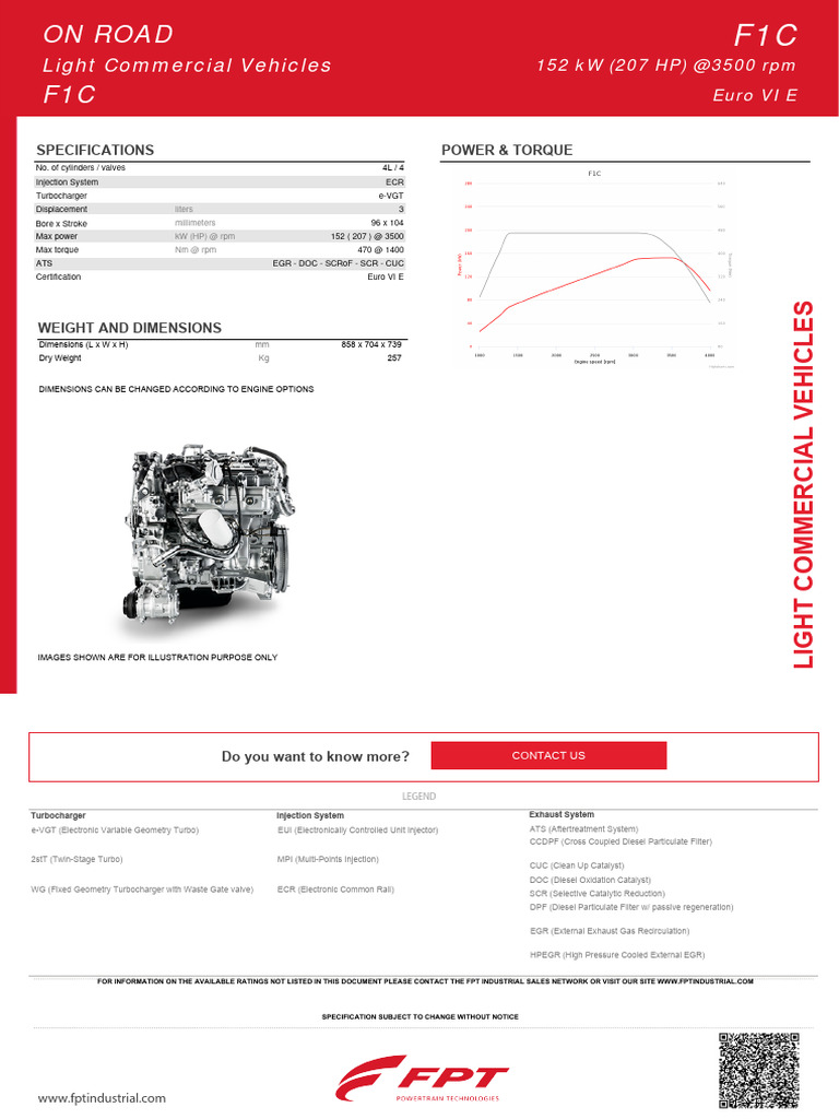 Light Commercial Vehicles F1C 152 KW (207 HP) at 3500 RPM | PDF ...