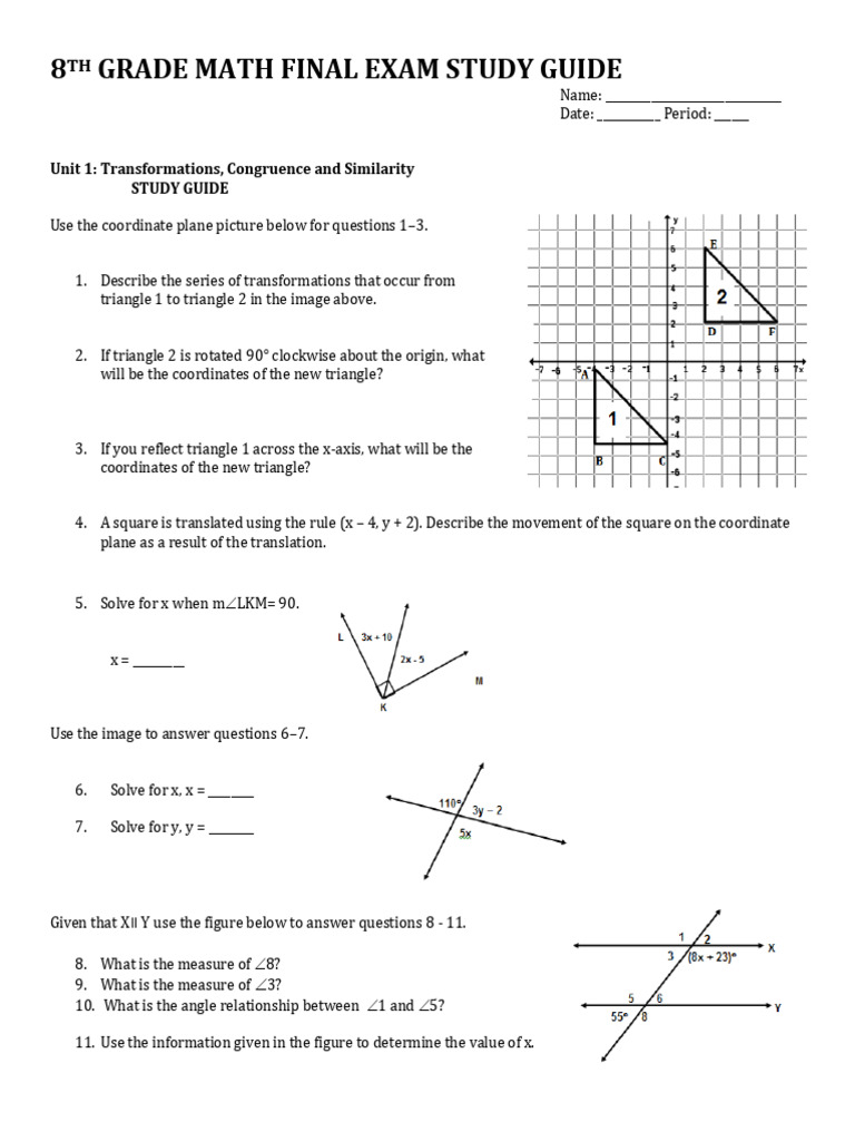 MATH Grade 8 Final Review | PDF | Mathematics | Euclidean Geometry