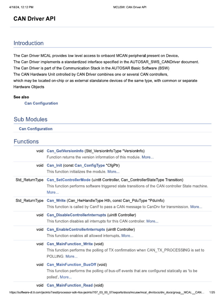 CAN Module Autosar | PDF