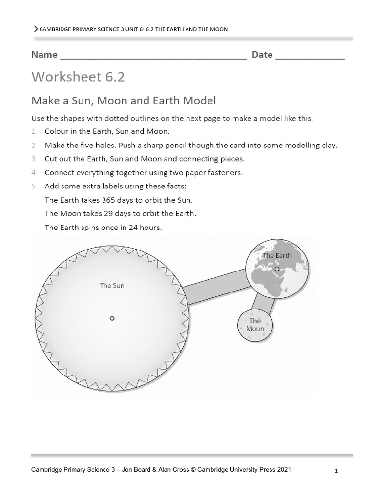 P Science 3 Worksheets Unit 6 | PDF | Moon | Earth