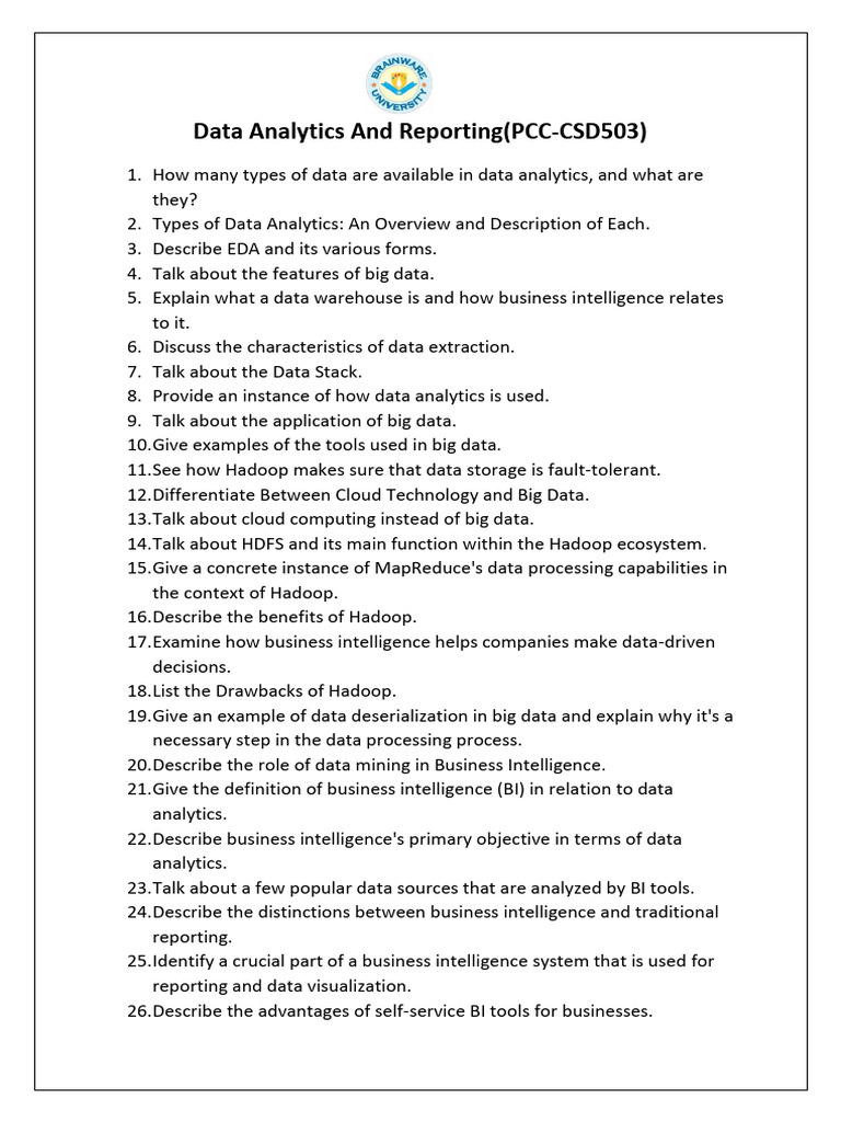 Practice Set Data Analytics | PDF | Data Analysis | Apache Hadoop