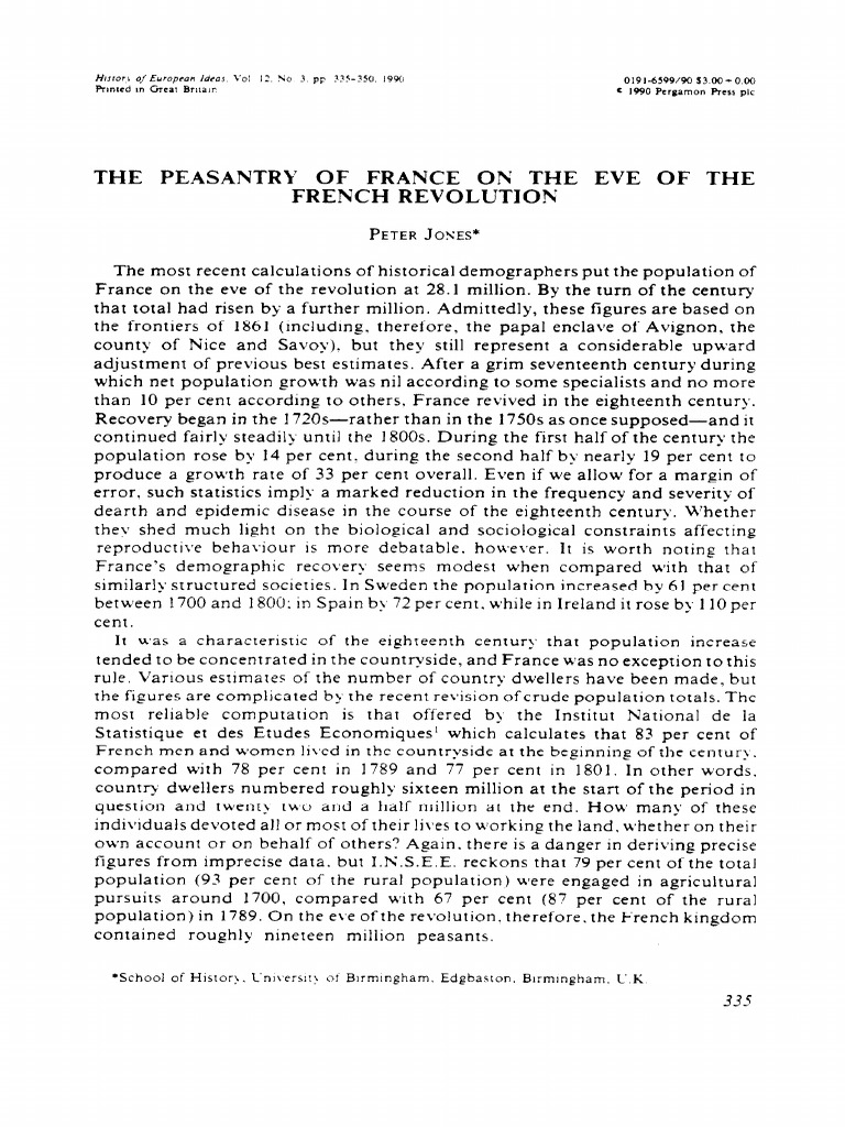 The Peasantry of France On The Eve of The French R | PDF | Peasant ...