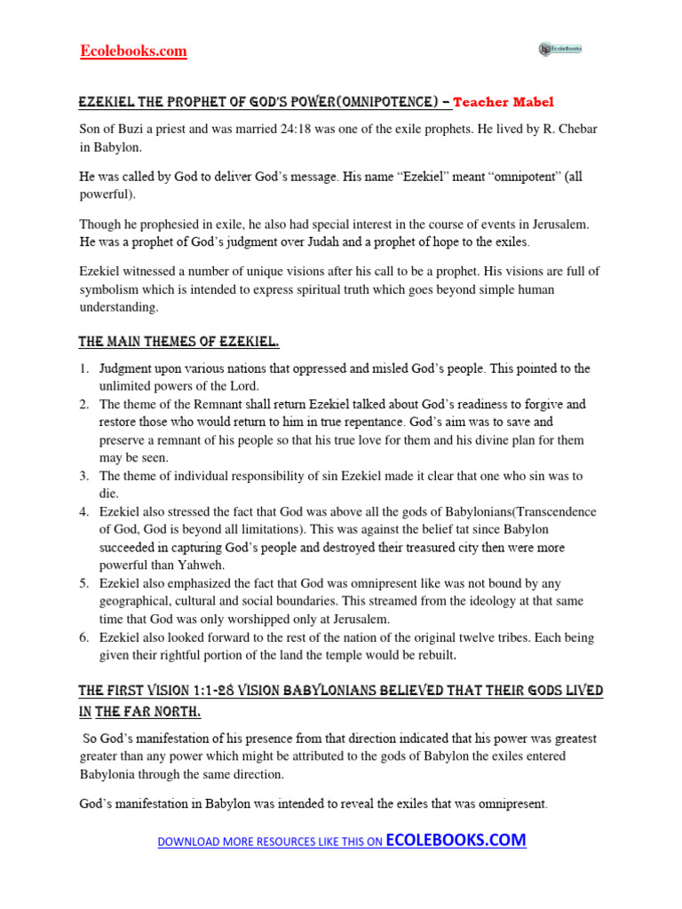 S.6 Divinity Ezekiel Teacher Mabel Revision Past Papers | PDF | Ezekiel ...