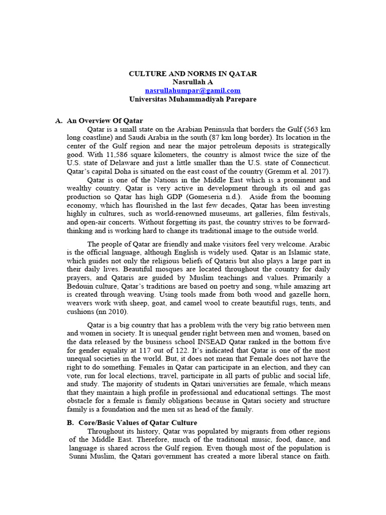 Culture and Norms in Qatar | PDF | Qatar | Body Language