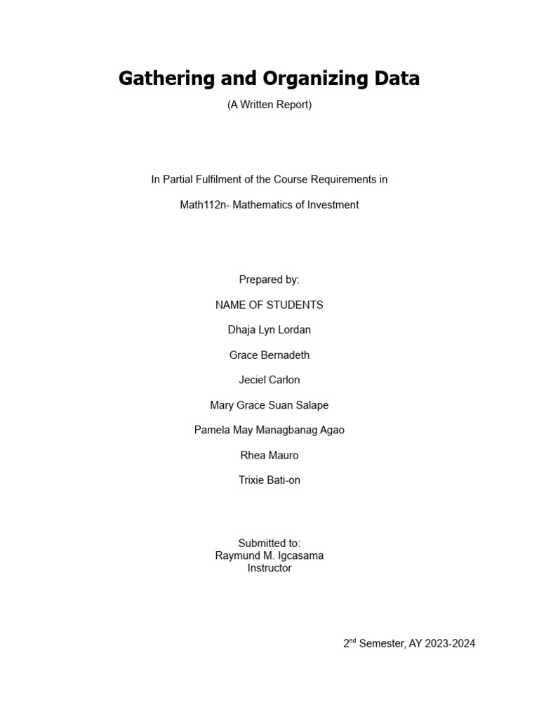 Written Report Gathering and Organizing Data | PDF | Level Of Measurement | Statistics