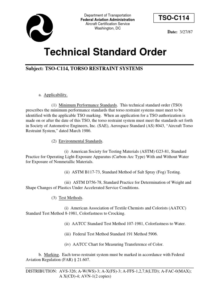 Technical Standard Order: TSO-C114 | PDF | Specification (Technical Standard)