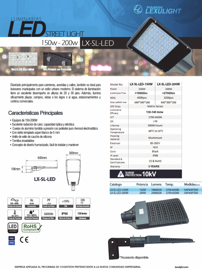 Catalogo Lum Street Light 200w Lx-Sl-Led-140lm | PDF