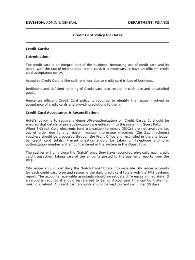 4.credit Card Policy | PDF | Credit Card | Point Of Sale