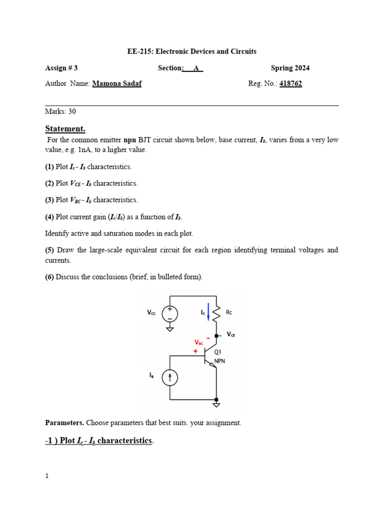 Edc Assignment | PDF | Bipolar Junction Transistor | Electrical Circuits