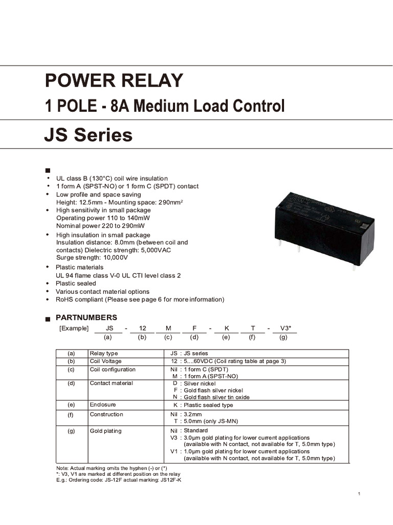 Datasheet - JS Relay | PDF