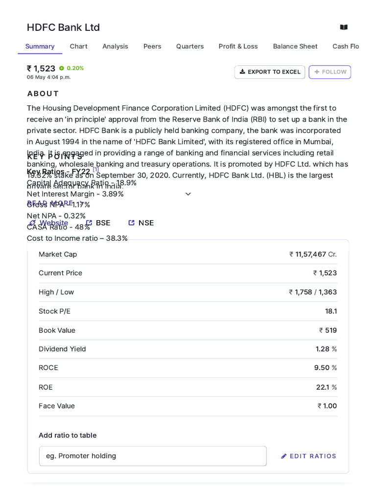HDFC Bank Financial Overview 2023 | PDF