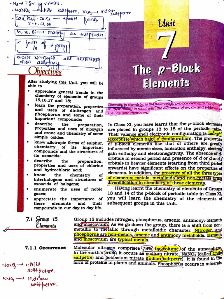 P Block Ncert Highlight | PDF