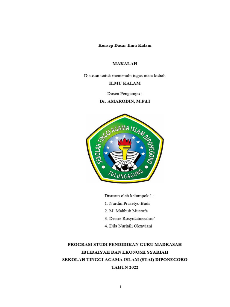 Konsep Dasar Ilmu Kalam Pdf