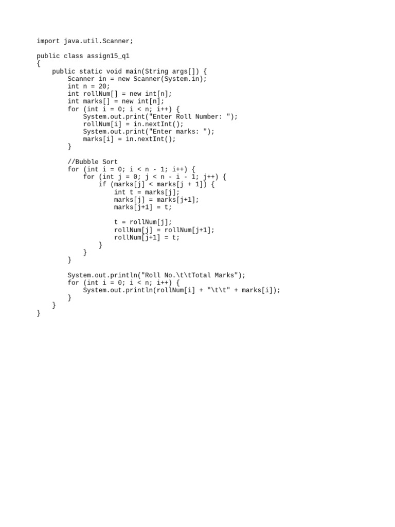 Java Bubble Sort for Students | PDF | Teaching Methods & Materials