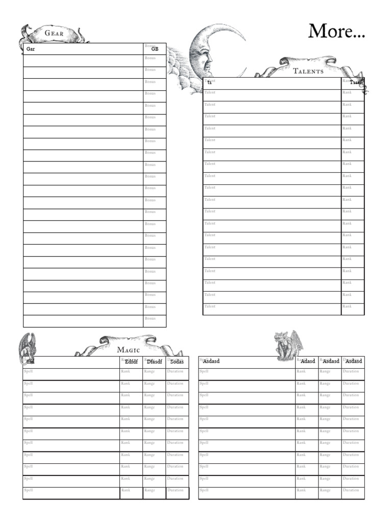 Scrollwork - A Tracking Character Sheet - Extra | PDF