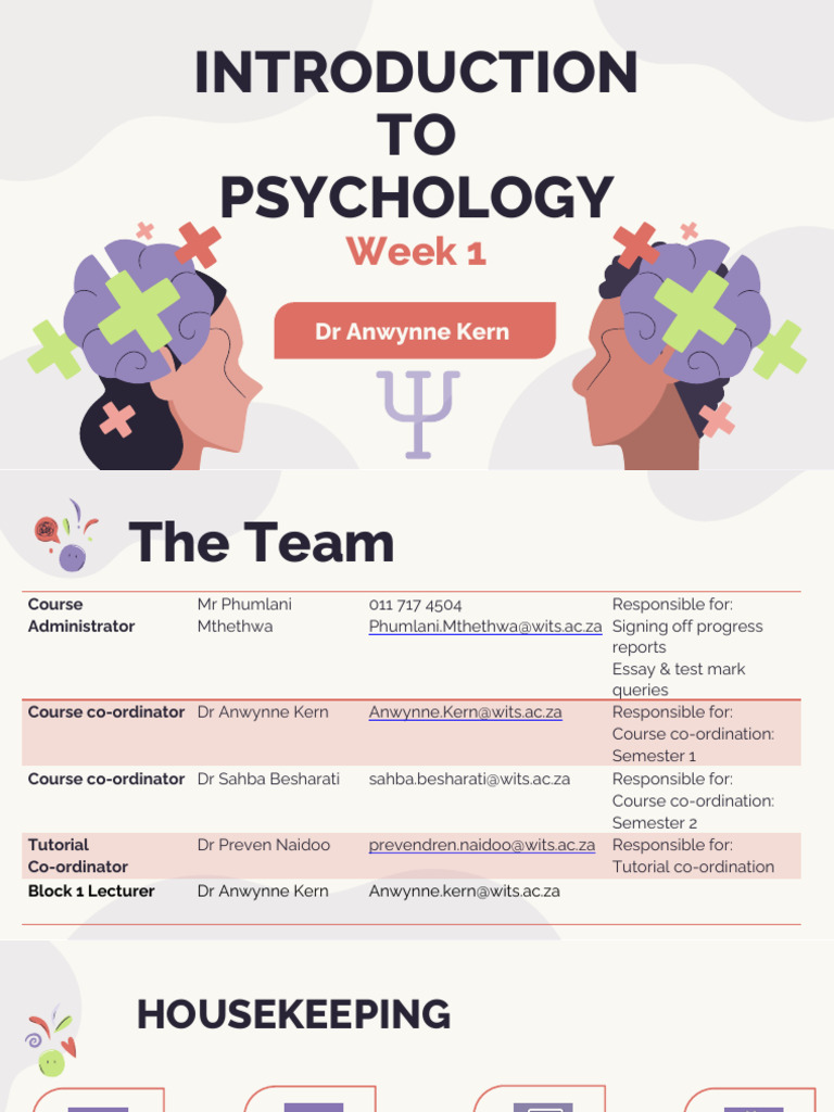 Week 1 Introduction To Psych (Students) | PDF | Psychology | Consciousness