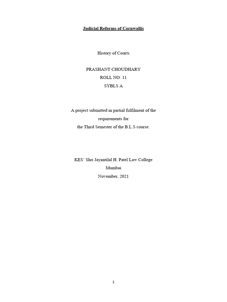 Judicial Reforms of Cornwallis | PDF | Charles Cornwallis, 1st Marquess ...