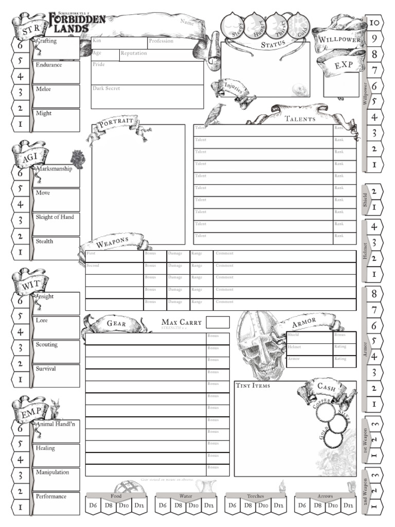 Scrollwork - A Tracking Character Sheet - Fillable | PDF | Role Playing ...